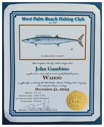 Big Fish of the Year - West Palm Beach Fishing Club